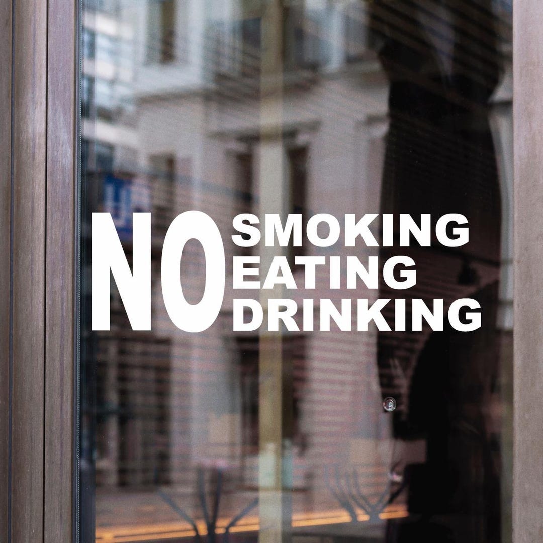 No Smoking Decals No Eating Decals No Drinking Decals Prohibition ...