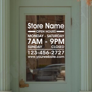 Open Hours Decal - Open Hours Vinyl Sticker - Open Hours Sign Decals ...