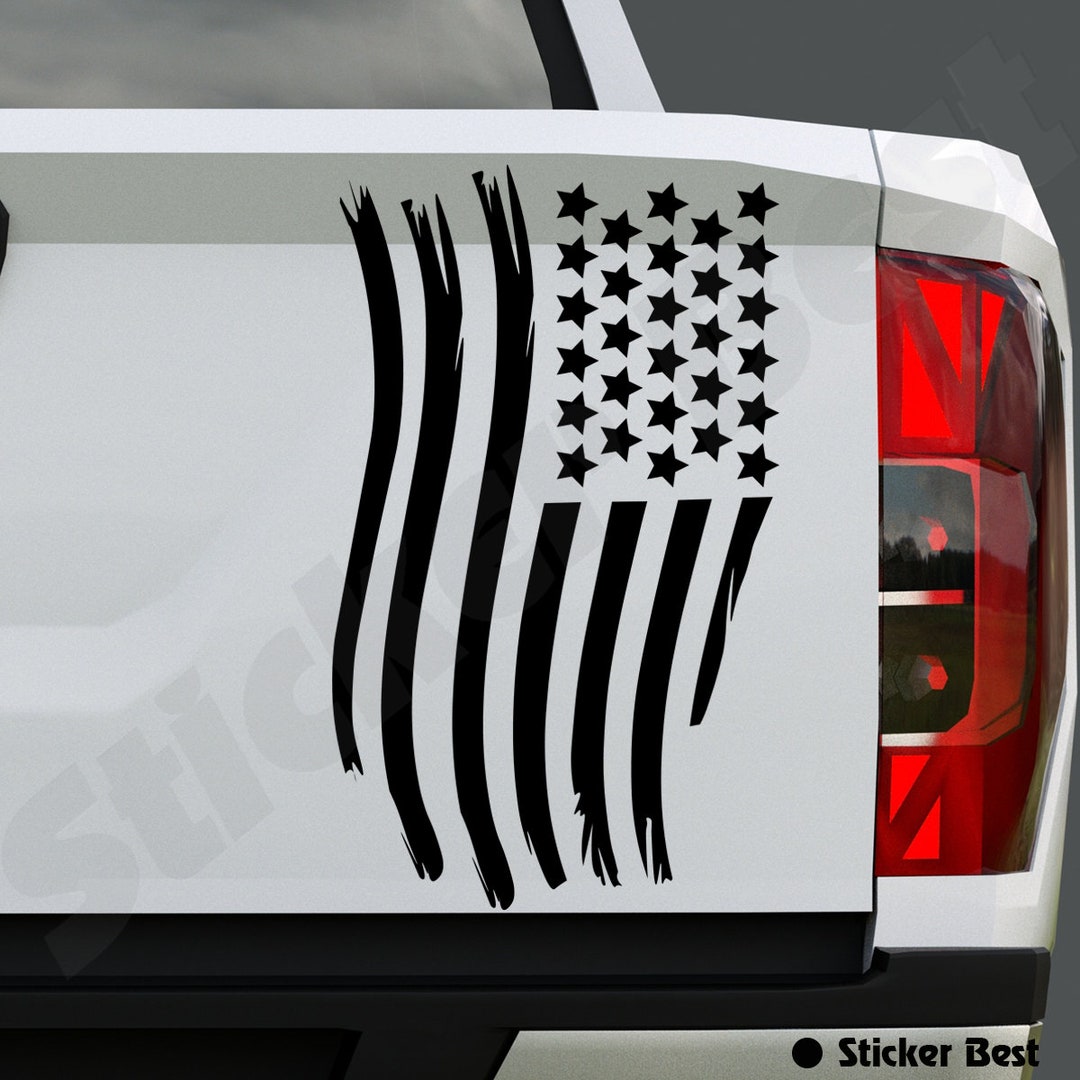 American Flag Waving Decal, Patriotic Decal, US Flag Decals, Distressed ...