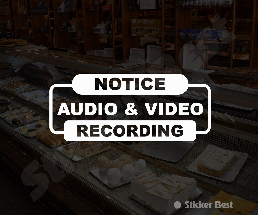 Audio & Video Recording Notice Decals Sticker Door Window Wall Decal - Etsy