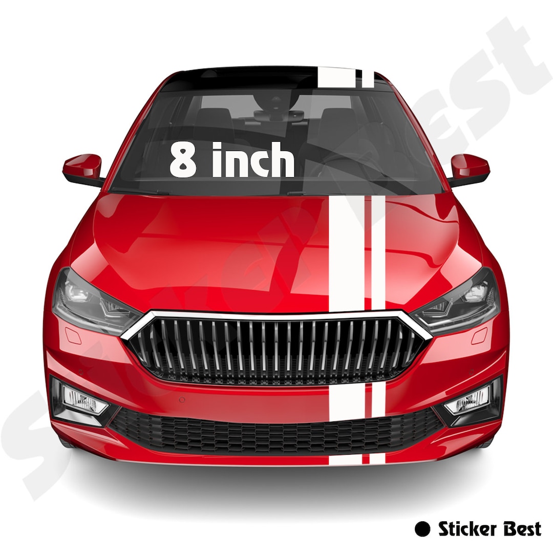 8" Auto Racing Stripes Decals Car Body Hood Trunk Graphics Vinyl Decals ...