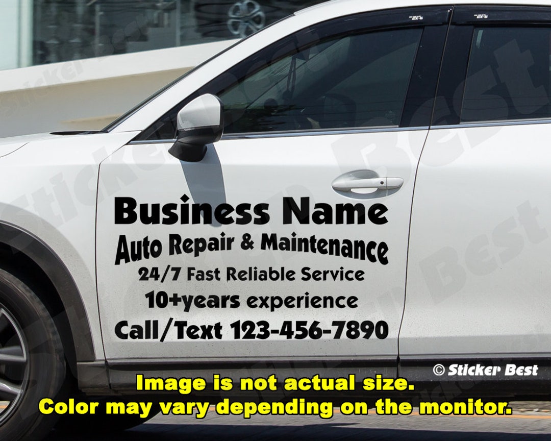 Custom Car Sign Decals Sticker Auto Door Window Business Sign - Etsy