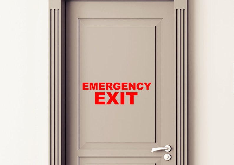 EMERGENCY EXIT Sign Decal Vinyl Sticker Door Window Wall | Etsy