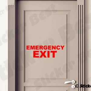 EMERGENCY EXIT Sign Decal Vinyl Sticker Door Window Wall Decals ...