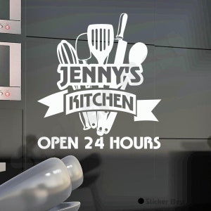 Kitchen With Name Decals Open 24 Hours Decals Kitchen Wall Decals ...