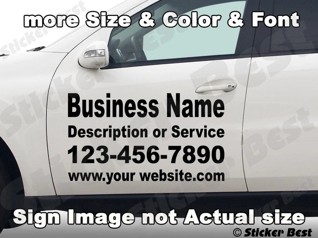 Custom Car Sign Decals Sticker Auto Door Window Business Sign - Etsy