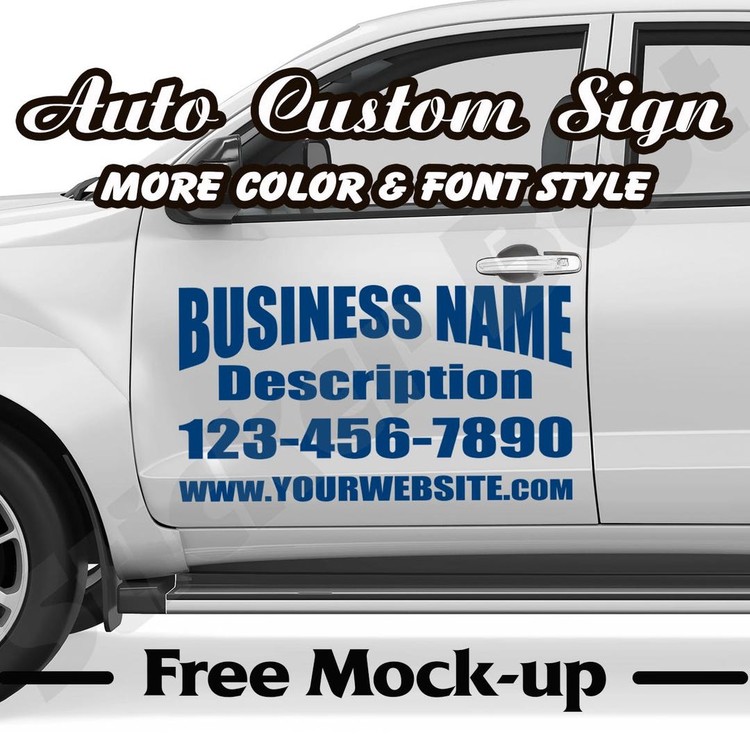 Custom Car Sign Decals Sticker Auto Door Window Business Sign - Etsy