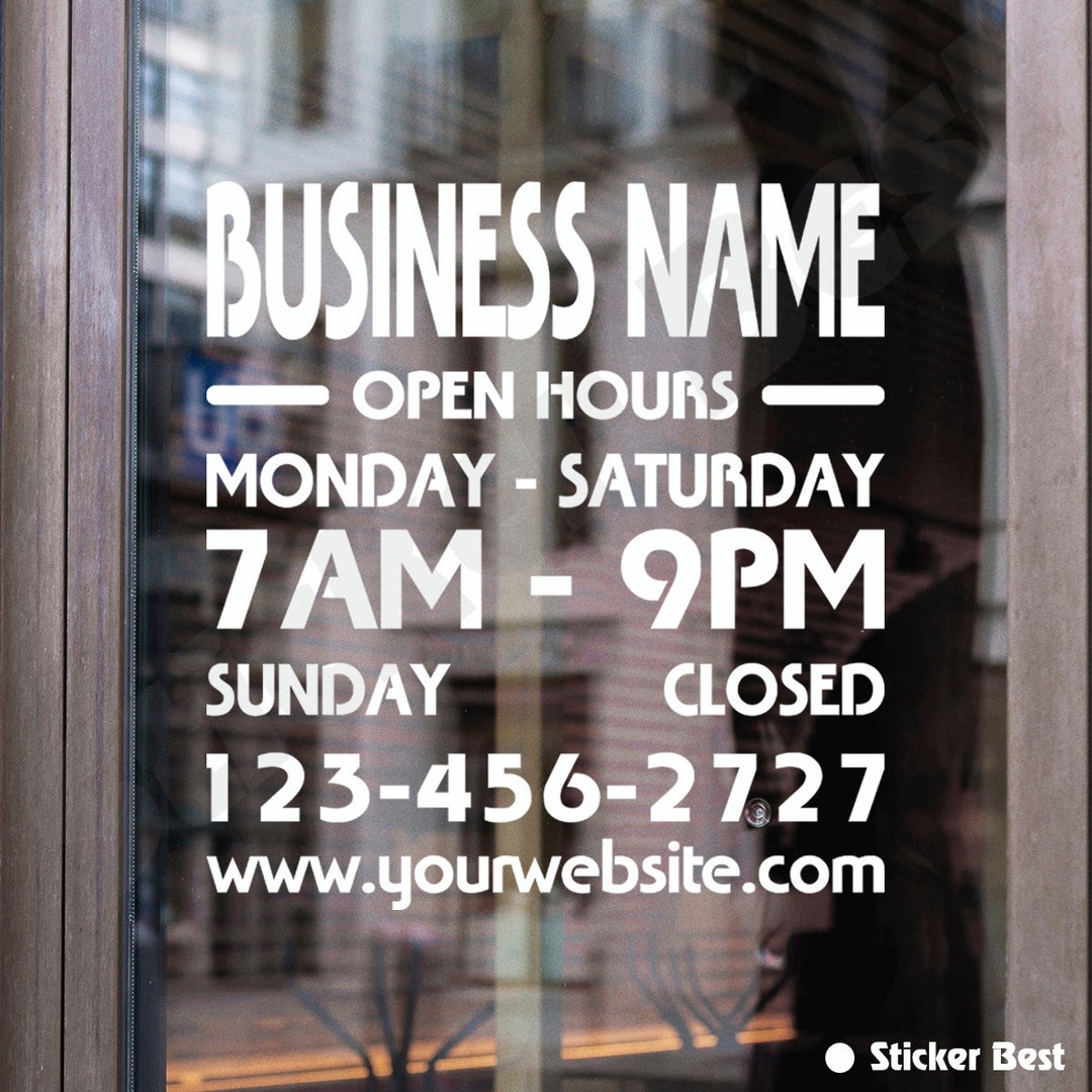 Open Hours Decal - Open Hours Vinyl Sticker - Open Hours Sign Decals ...