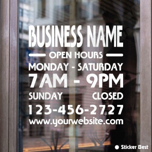 Open Hours Decal - Open Hours Vinyl Sticker - Open Hours Sign Decals ...