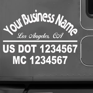 2x US DOT MC Number Truck Lettering Custom Decal Trucking Sticker Truck ...