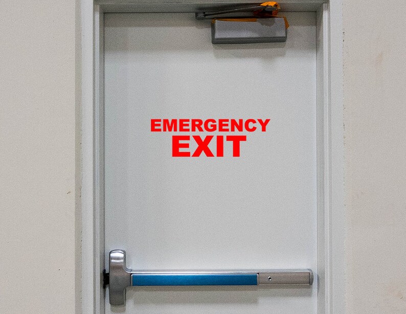 EMERGENCY EXIT Sign Decal Vinyl Sticker Door Window Wall | Etsy