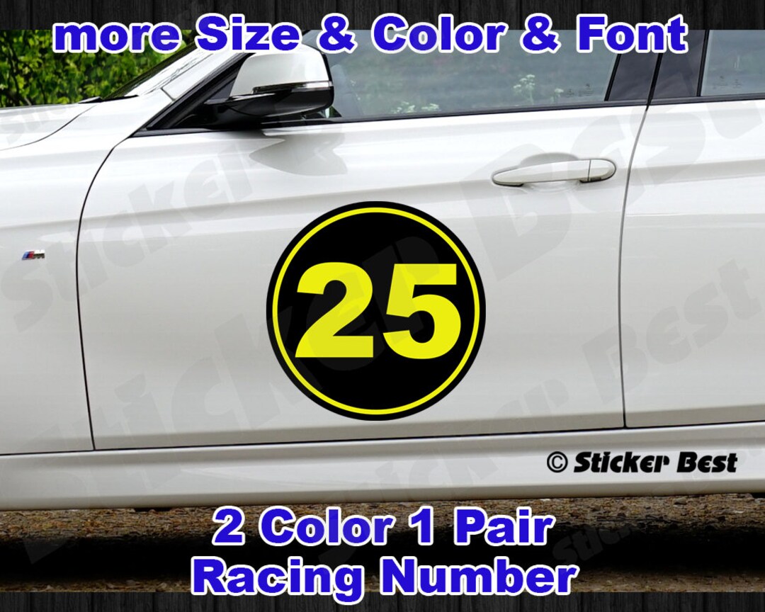 2x 2color Custom Number Circle Rally Racing Decals Sticker - Etsy