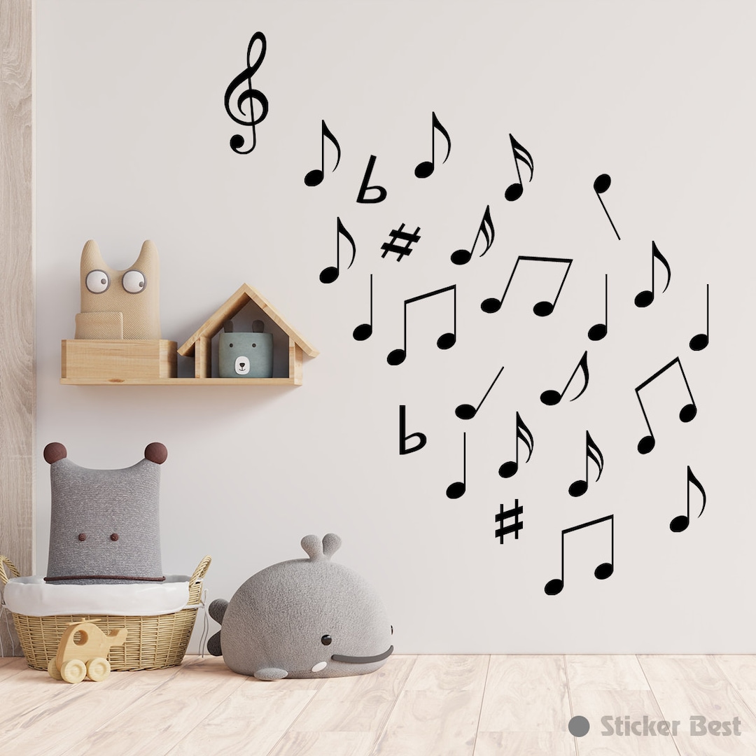 Music Note Wall Decal - Music Decal - Music Note Sticker - Note Door ...