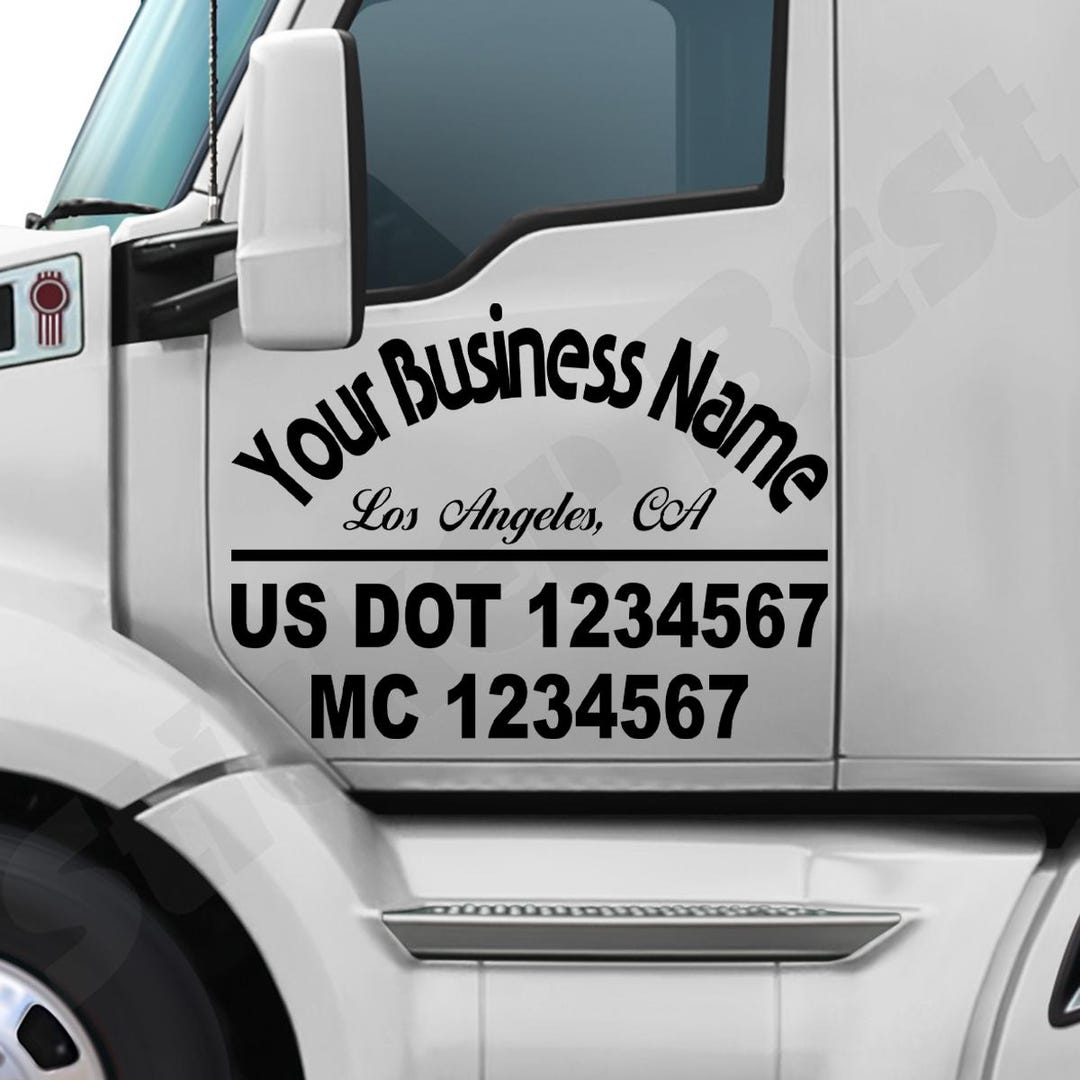 2x US DOT MC Number Truck Lettering Custom Decal Trucking Sticker Truck ...