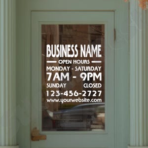 Open Hours Decal - Open Hours Vinyl Sticker - Open Hours Sign Decals ...