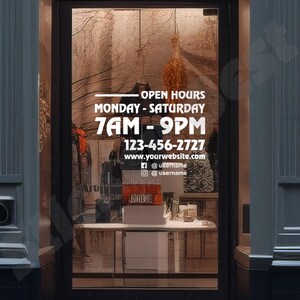 Open Hours Decal - Open Hours Vinyl Sticker - Open Hours Sign Decals ...