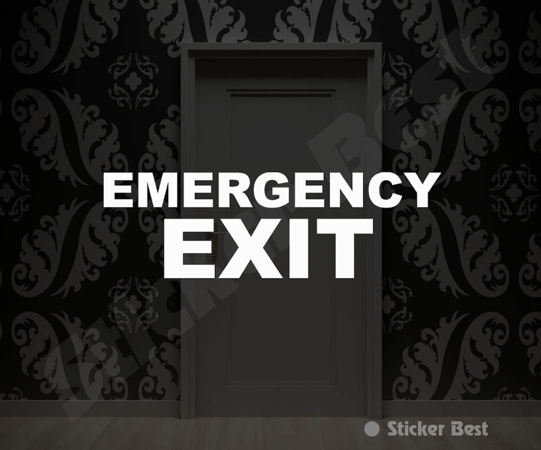 EMERGENCY EXIT Sign Decal Vinyl Sticker Door Window Wall Decals ...