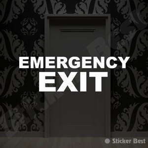 EMERGENCY EXIT Sign Decal Vinyl Sticker Door Window Wall Decals ...