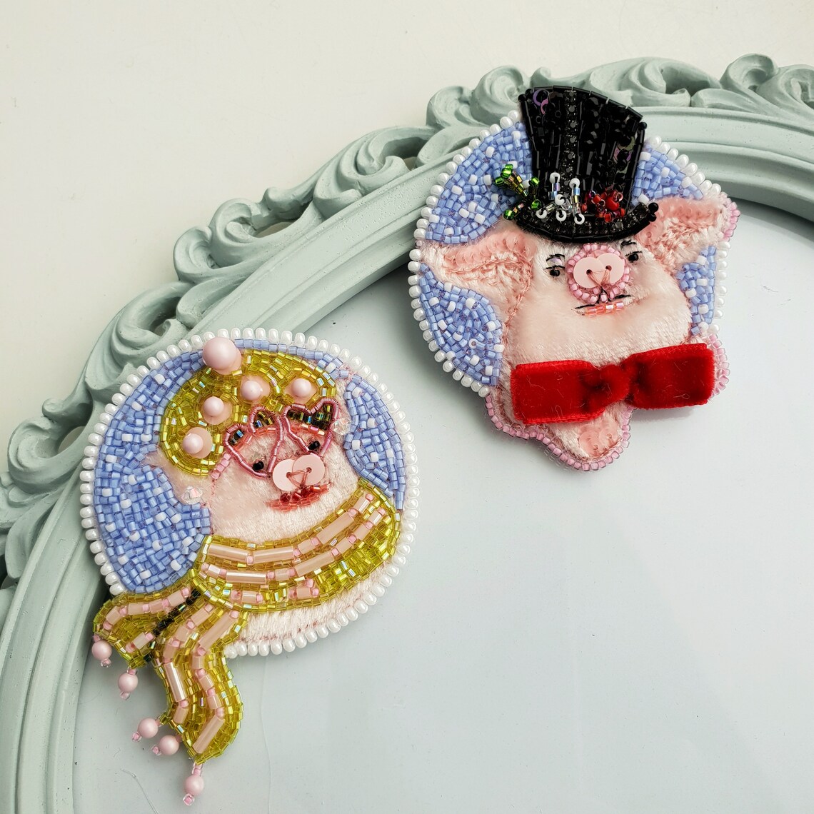 Pig Jewelry Piggy Brooch Piggy Monroe Pig Brooch Brooch Pin Beaded ...