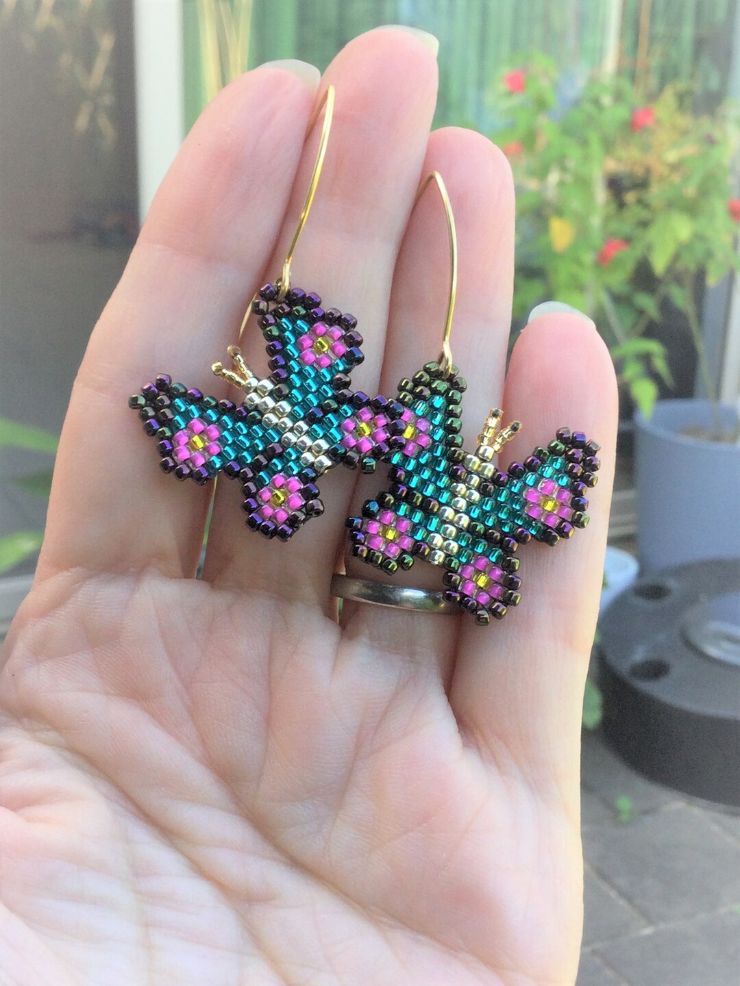 Butterfly Earrings Seedbead Earrings Women s Earrings Etsy