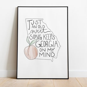Georgia Song Lyrics Print, Georgia Gift, State Gift, State Art Print ...