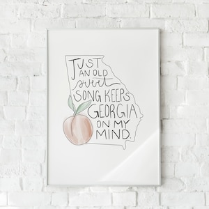 Georgia Song Lyrics Print, Georgia Gift, State Gift, State Art Print ...