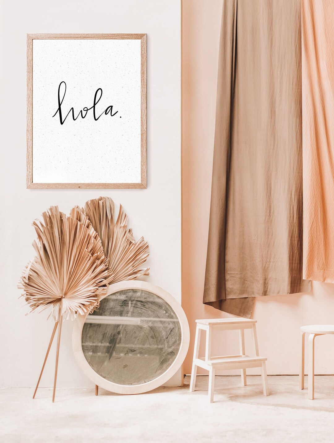 Hand Lettered Hola Sign, Printable Wall Art, Entryway Wall Decor, Shelf ...