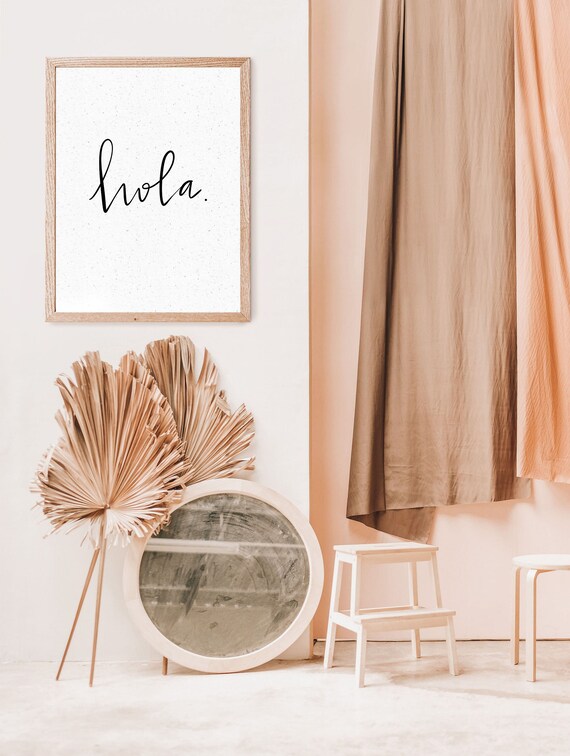 Hand Lettered Hola Sign Printable Wall Art Entryway Wall - Etsy