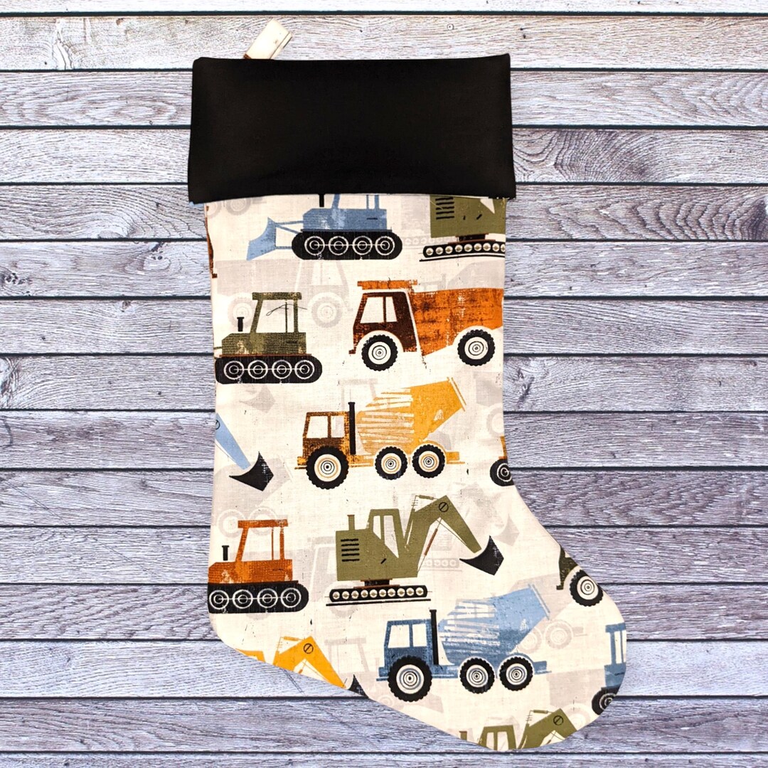 Construction Vehicles Christmas Stocking, Dump Truck Stocking, Cement ...