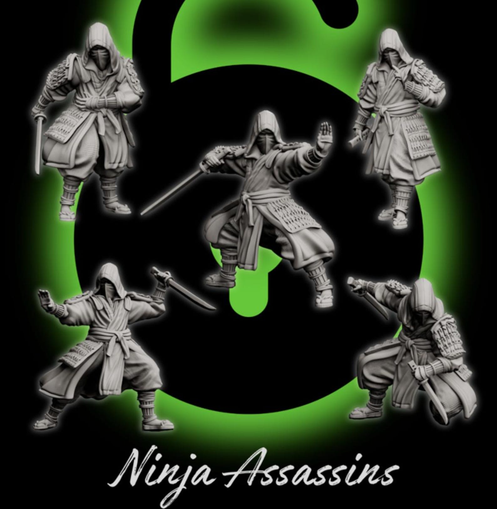 Japanese Ninja Assassin (shinobi) X5 Bases Included. Unpainted. Liquid ...