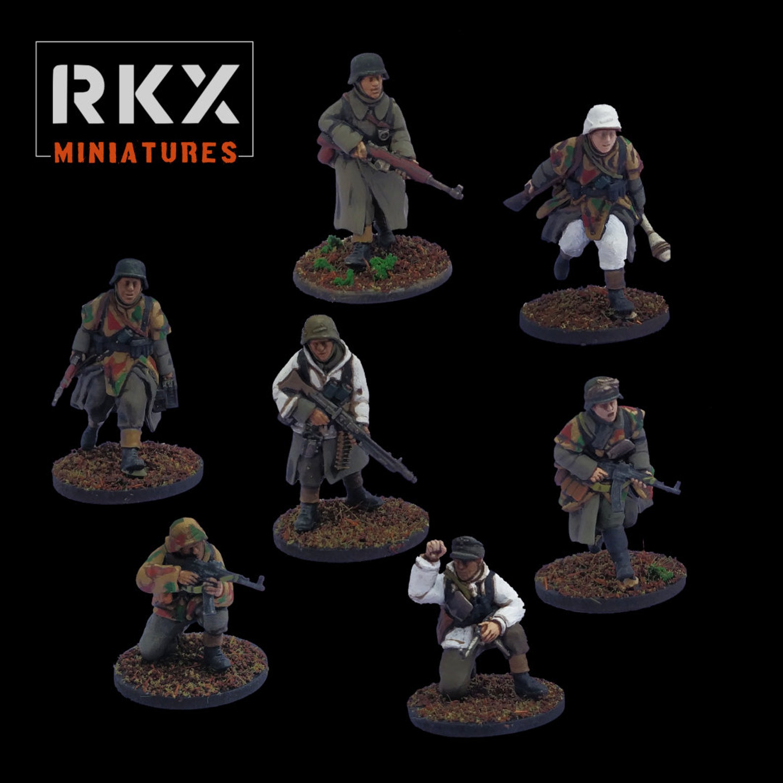 Volksgrenadier German Infantry Squad 7 Members (28mm) Resin Print Bases ...