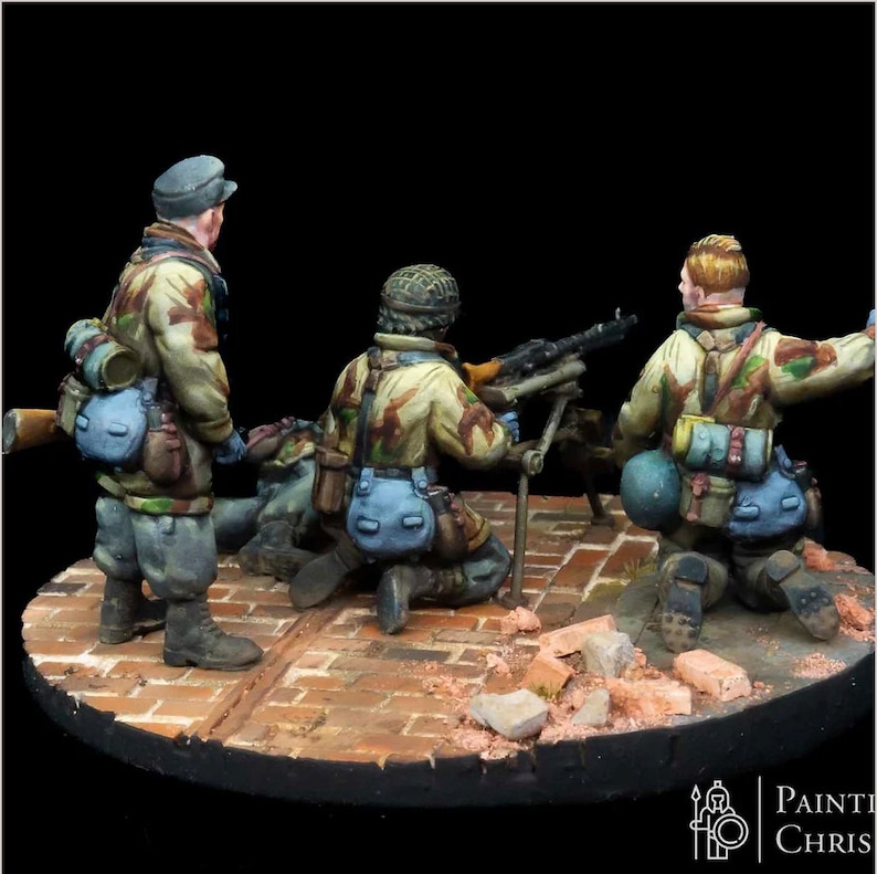 Fallschirmjäger MG34 Team 4 Minis Resin Print Plain Bases Included ...