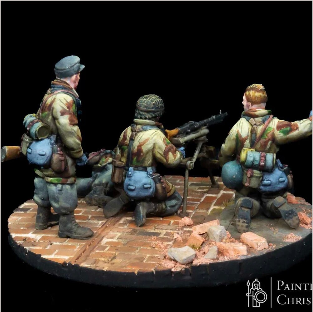Fallschirmjäger MG34 Team 4 Minis (28mm) Resin Print Plain Bases ...