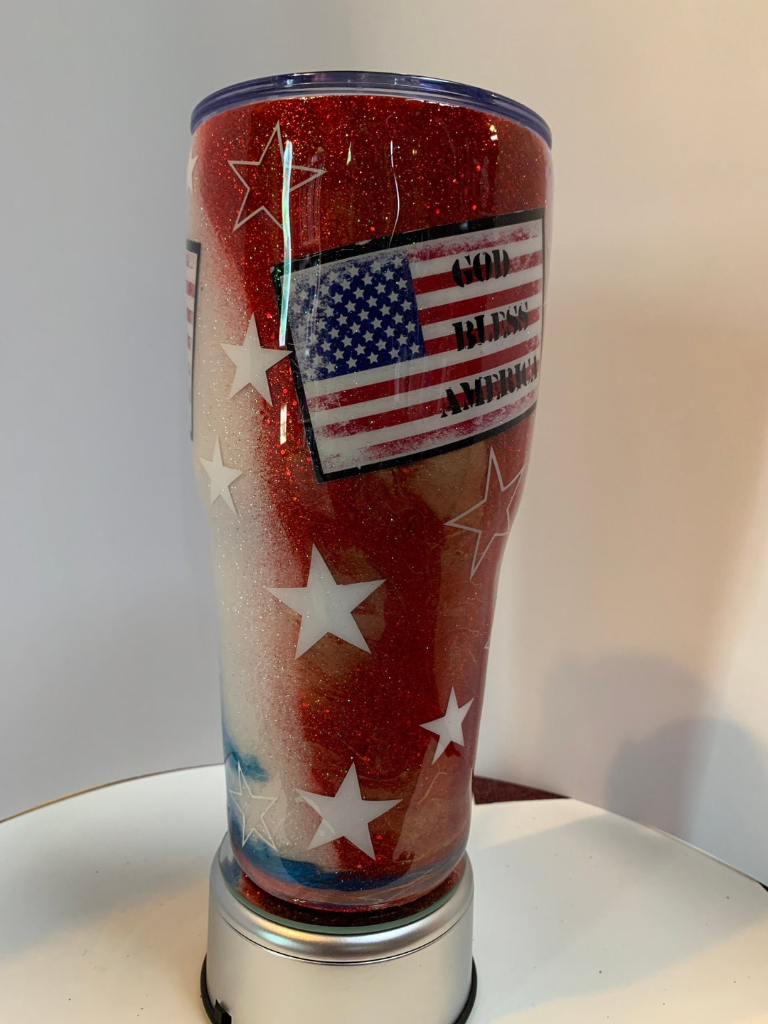 30 oz Becher handgefertigt "God Bless America". Rot, Weiß und Blau ...
