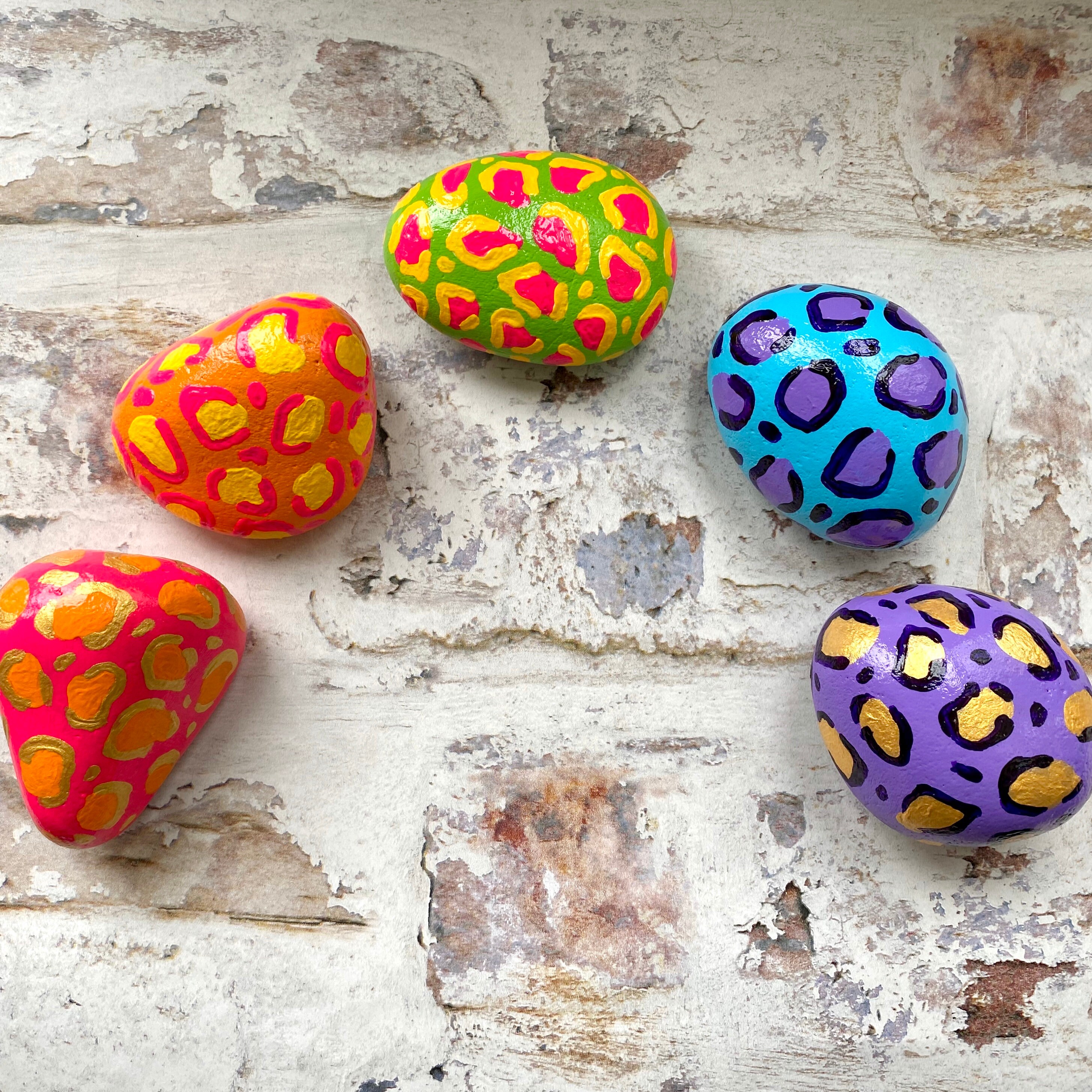 Bright Animal Print Painted Rock Paperweight Hand Painted - Etsy