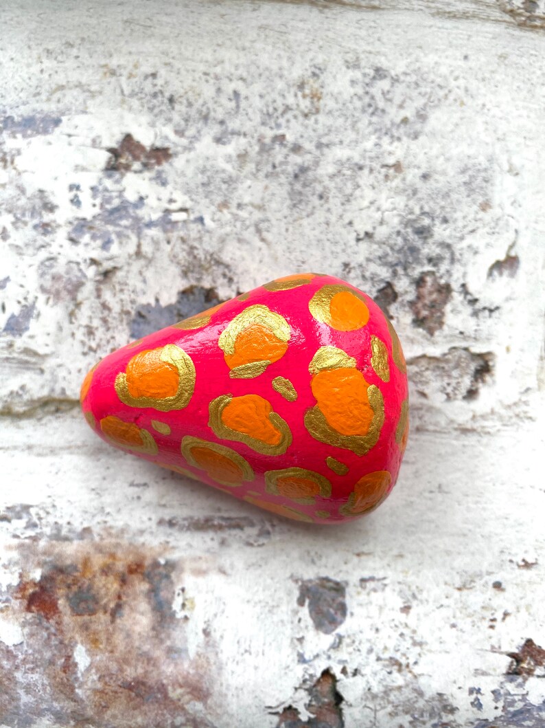 Bright Animal Print Painted Rock Paperweight Hand Painted - Etsy