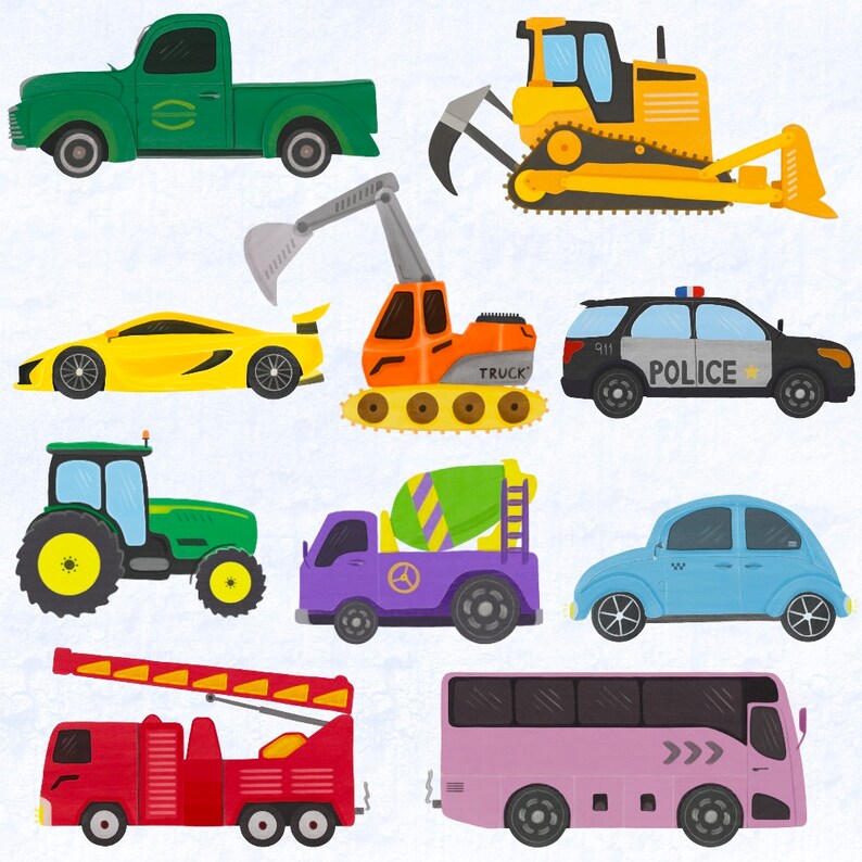 Cars Watercolor Clipart, Transport Clipart, Nursery Art, Wall Art ...