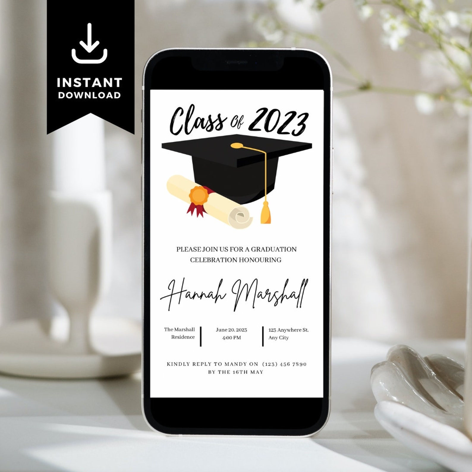 Graduation Party Invitation Message, Graduation Evite, Grad Party, Open ...