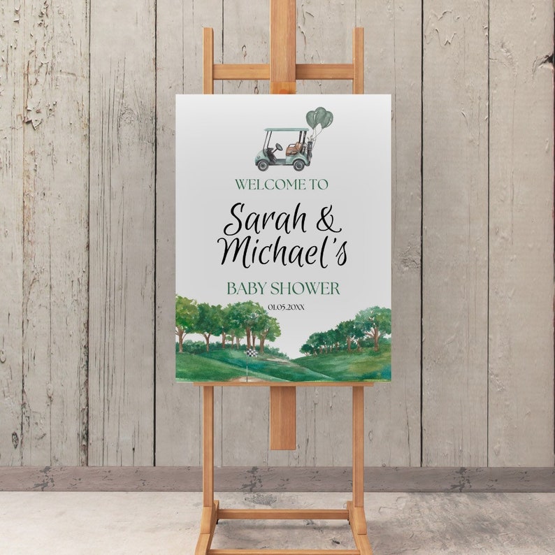 Golf Baby Shower Welcome Sign | Golfing Shower Party Sign | Let’s Par ...