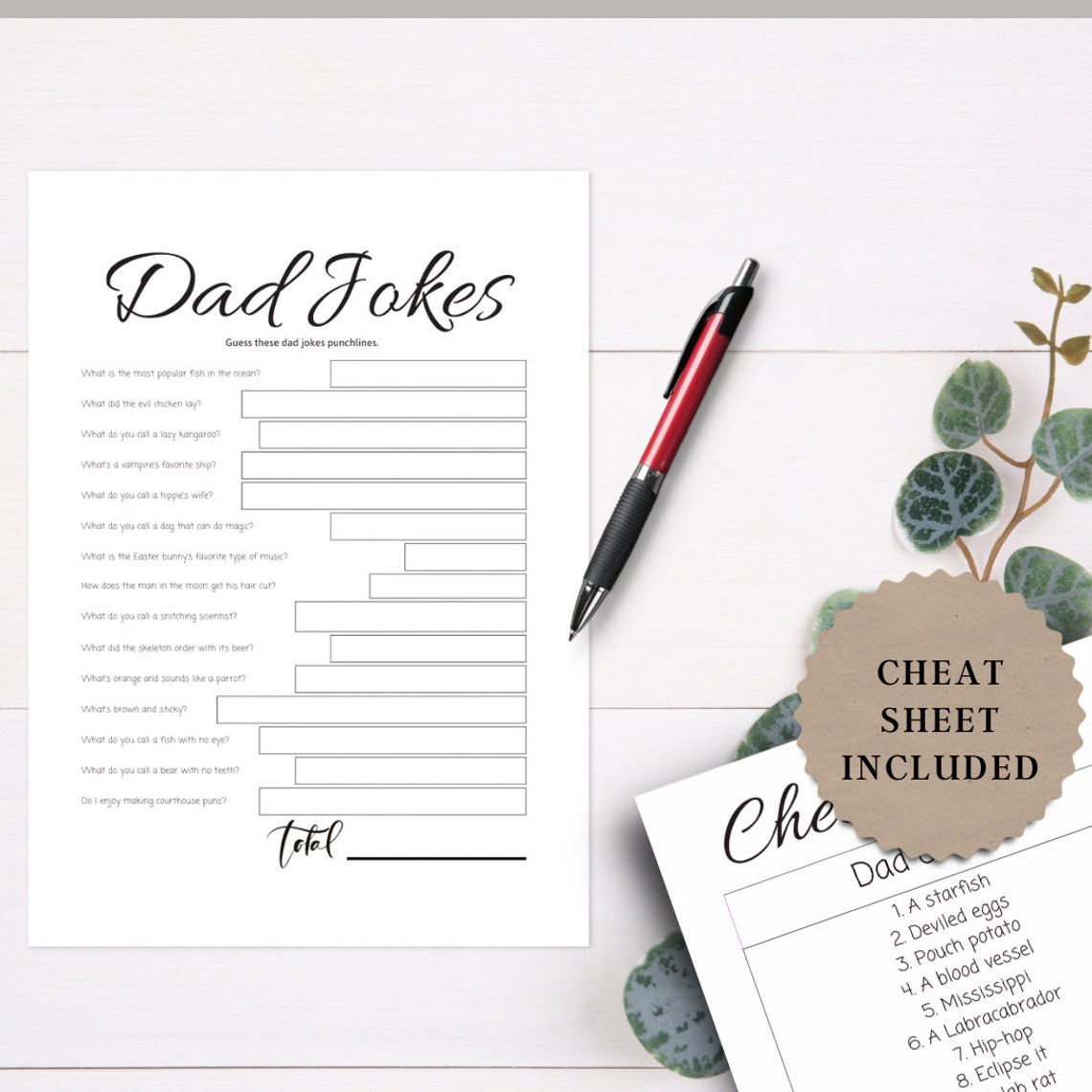 Dad Jokes Baby Shower Game, Dad Jokes Trivia Game Printable, Baby ...