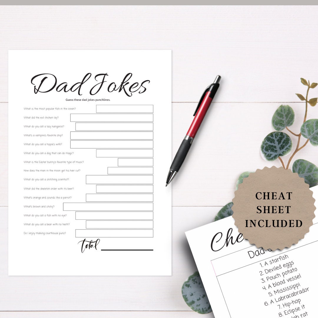 Dad Jokes Baby Shower Game, Dad Jokes Trivia Game Printable, Baby ...
