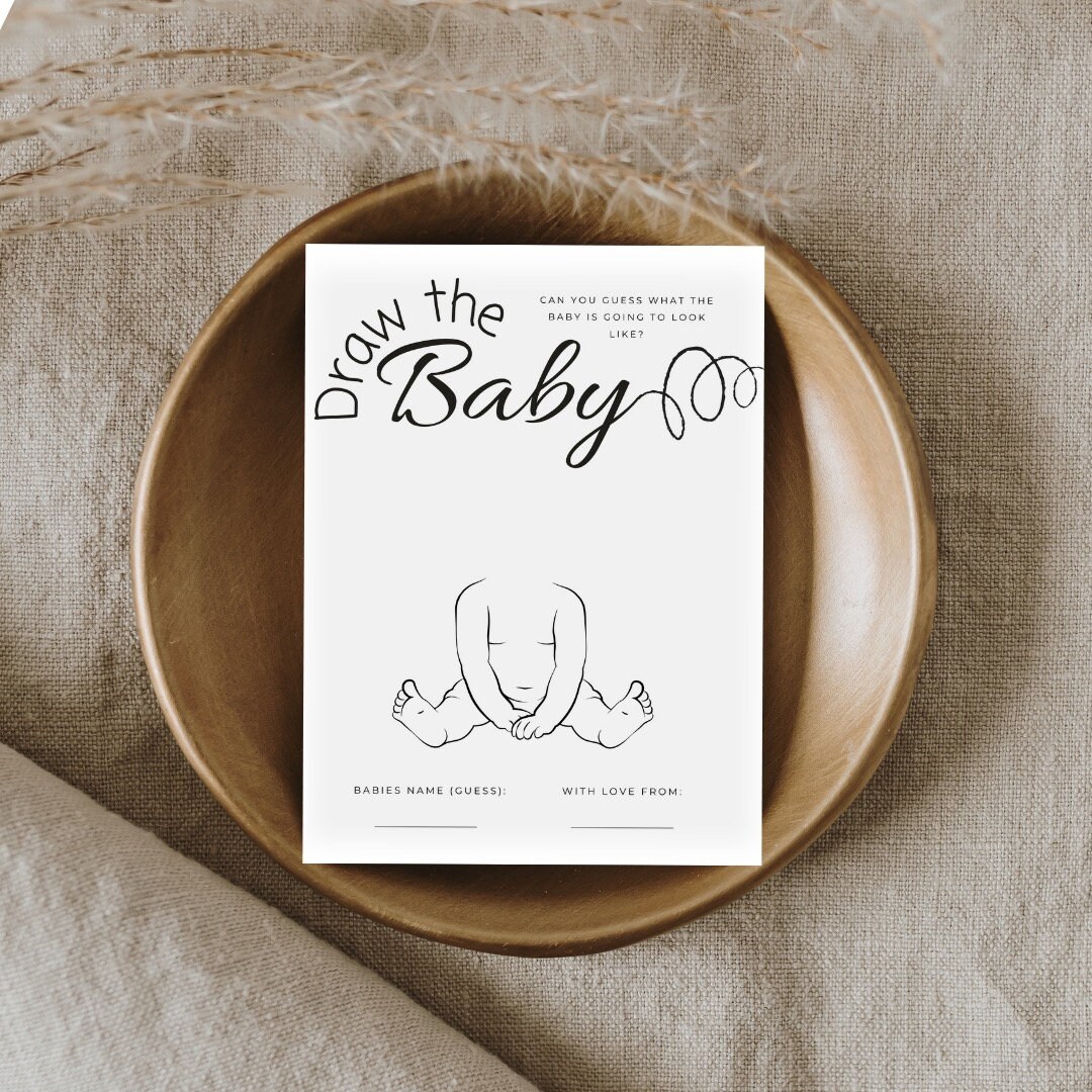 Minimalist Draw Baby Game, Gender Neutral Game, Draw Baby Game Card ...