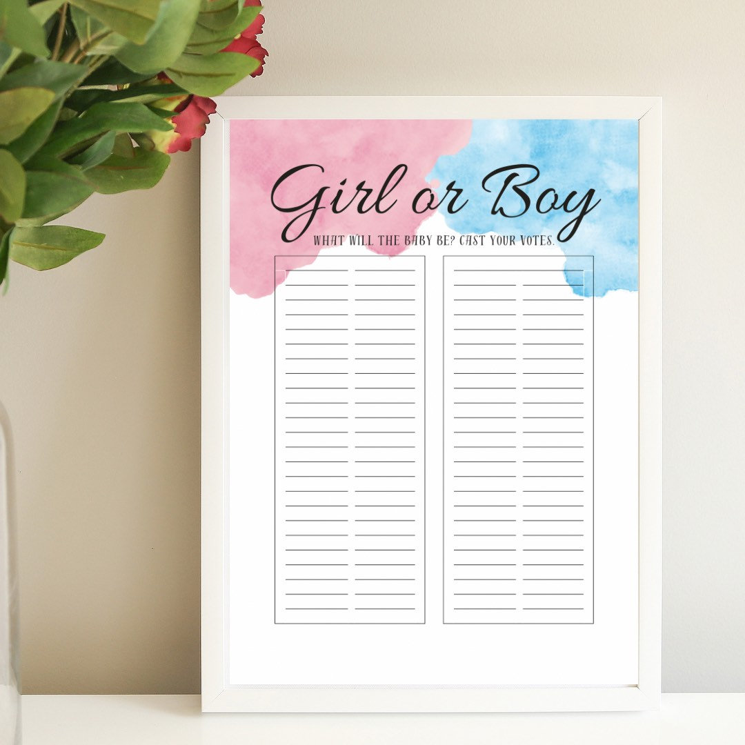 Guess the Gender Sign, He or She Sign, Girl or Boy Poster, Printable ...