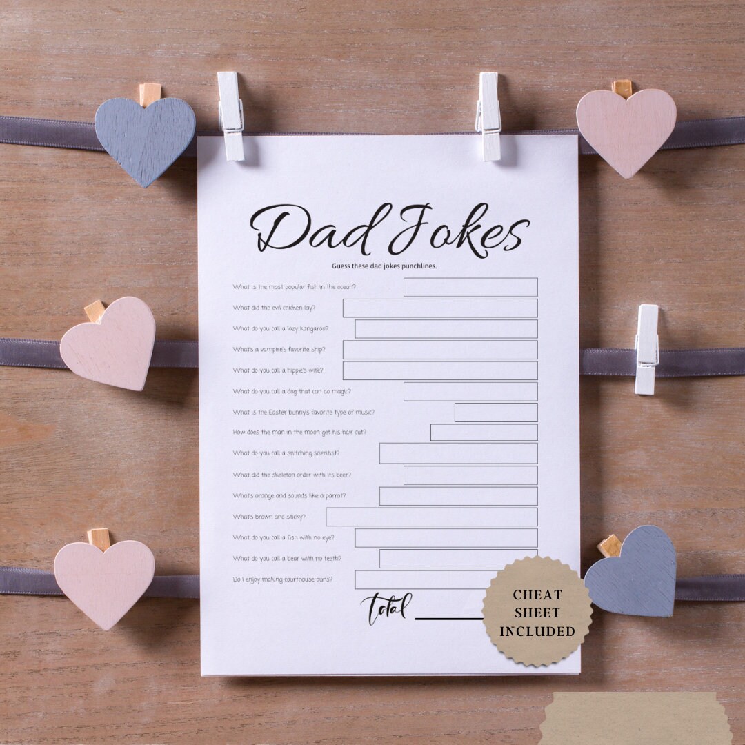 Dad Jokes Baby Shower Game, Dad Jokes Trivia Game Printable, Baby ...