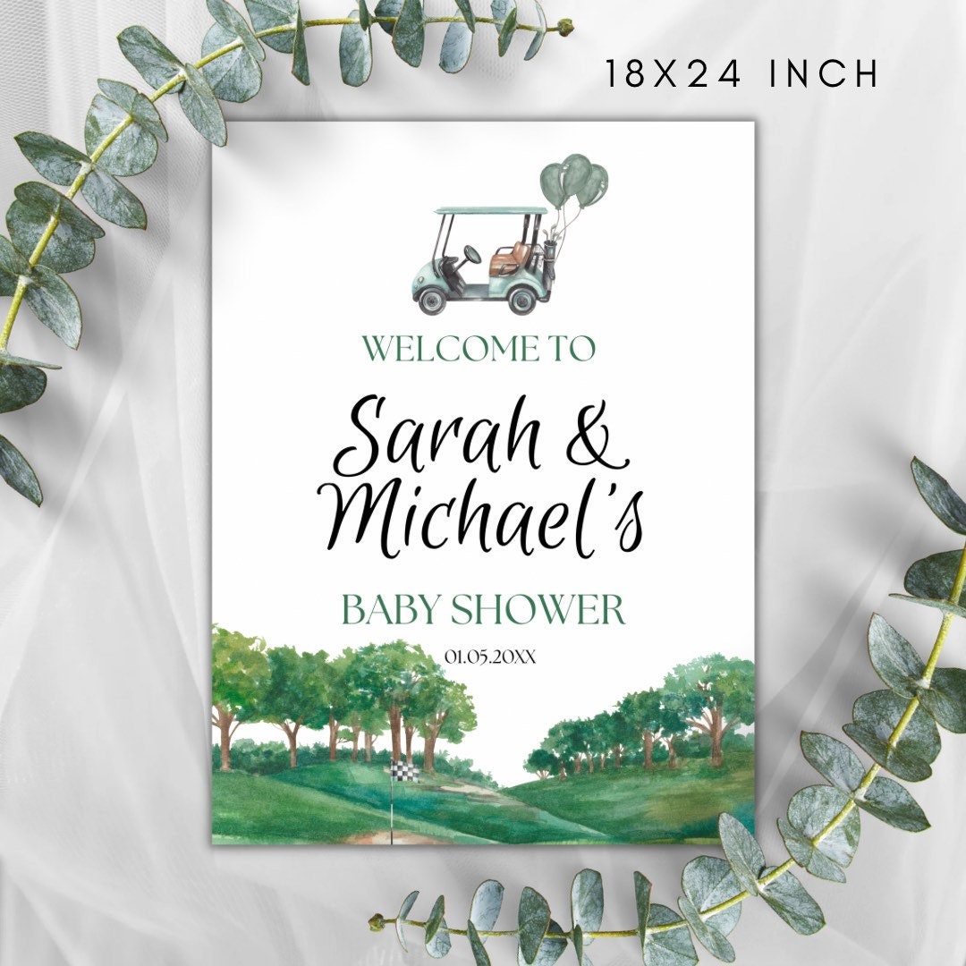 Golf Baby Shower Welcome Sign | Golfing Shower Party Sign | Let’s Par ...