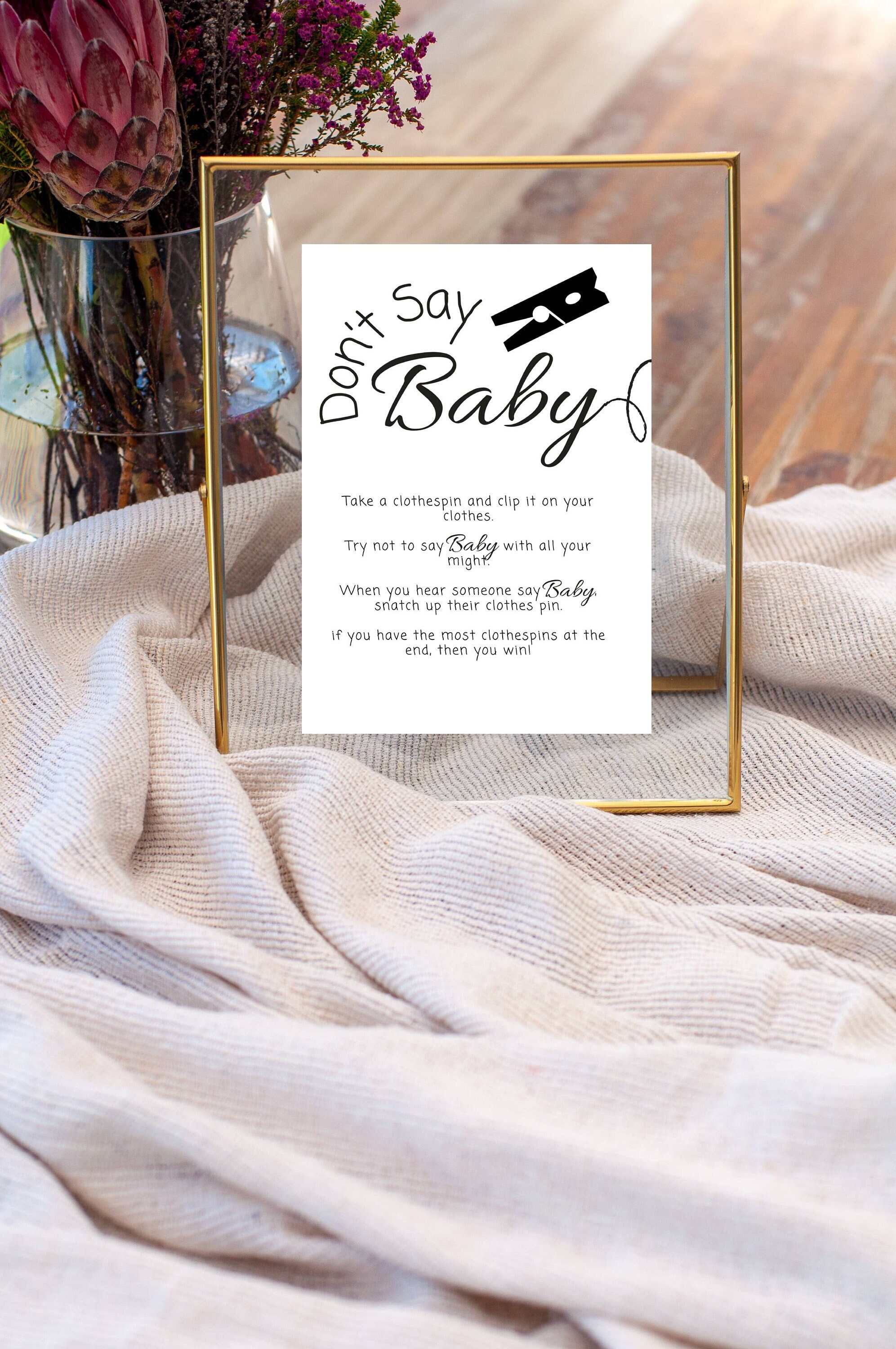 Don’t Say Baby, Baby Shower Clothespin Game, Game for Gender Neutral ...