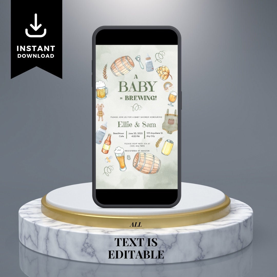 Joint Baby Shower Evite, Baby is Brewing, Couples Baby Shower Coed Diy ...