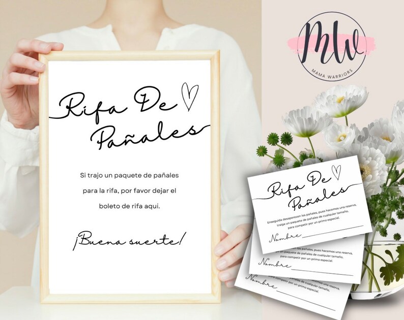 Rifa De Pañales, Spanish Diaper Raffle, Spanish Baby Shower Game ...