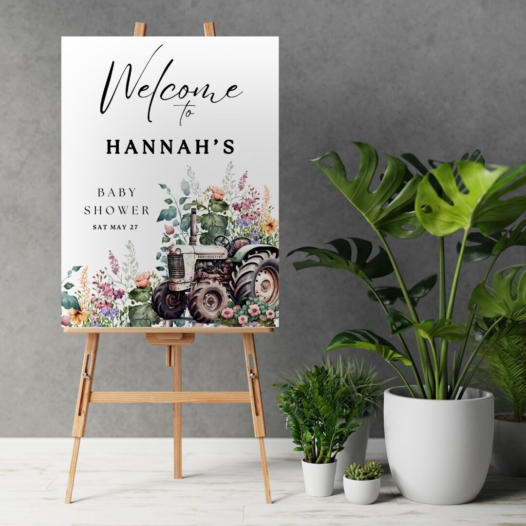 Farm Baby Shower Welcome Sign, Tractor Baby Shower Welcome Sign, Wild ...
