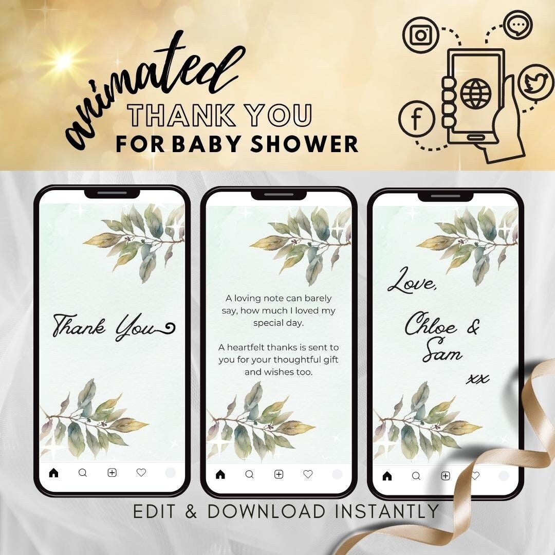 Electronic Thank You for Baby Shower, Animated Thank You Electronic ...
